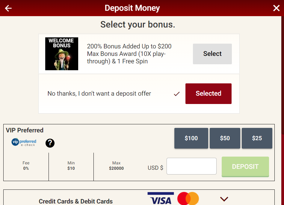 VIP Preferred Enrollment and Deposits – Online Gaming